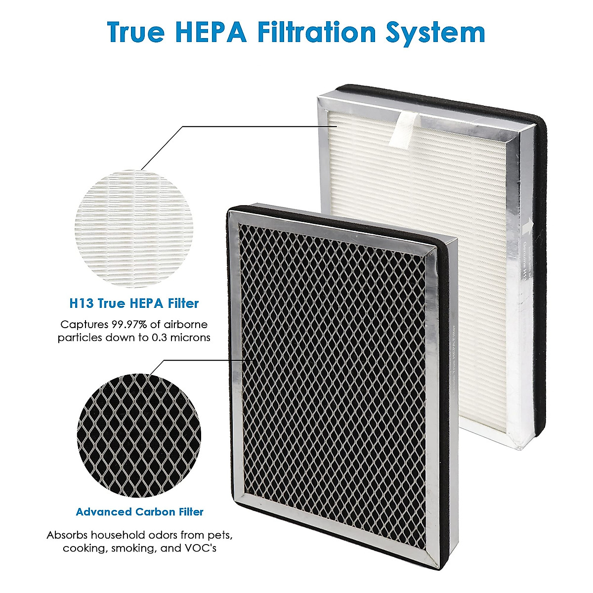 Flintar True HEPA Replacement Filter, Compatible with MA Air Purifier 25 Series, 3-in-1 Pre-filter, H13 True HEPA and Activated Carbon Filter Set, 2-Filters