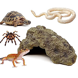 KHEARPSL Large Reptile Hideout Reptile Rock Hide Cave Hideaway Shelter for Bearded Dragon Lizards Snake Gecko Turtle Amphibian Habitat Decor (Large)