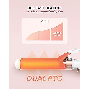 WEEYUM 1 1/2 Inch Curling Iron, Large Barrel Curling Wand for Hair, Ceramic Tourmaline Hair Curling Iron Double Voltage(100-240V)