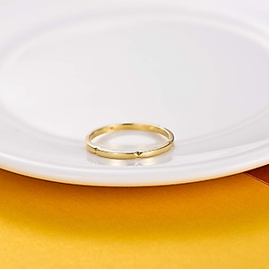 14k Gold 1.5 MM Band Rings for Women, Solid Gold Engagement Ring, Anniversary Jewelry Gifts for Wife, Present for Her (14k Gold, 8)