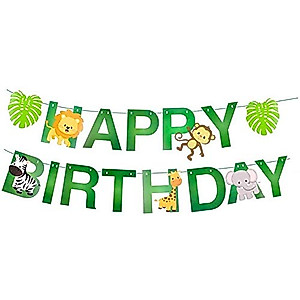 Jungle Party Supplies, Safari Birthday Decorations - Safari Theme Balloons, Birthday Banner, Paper Plates, Cups, Napkins, Forks, Tablecloth, Zoo Animals Tattoos