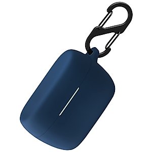 Geiomoo Silicone Carrying Case Compatible with Jabra Elite 4 Active, Portable Scratch Shock Resistant Cover with Carabiner (Navy Blue)