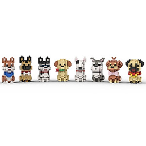 SEMKY Micro Mini Blocks Dog Series Pets Dog 8 in 1 Animal Model Set,(1616Pieces) -Building and Pet Toys Gifts for Kid and Adult