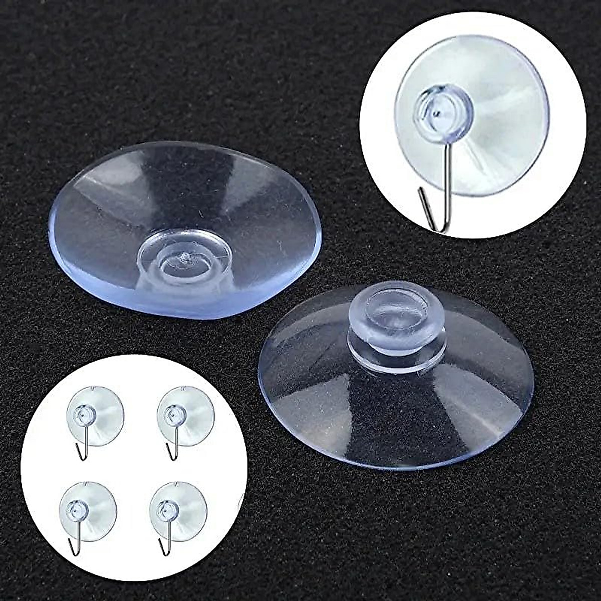 Dependable Industries inc. Essentials 18-Pack BPA-Free Suction Cups with Metal Hooks, 1.75" Diameter Clear - Office & Decor Use, Utility Home Hanging Organizer Use on Smooth Surface