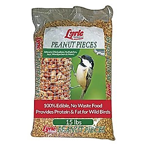 Lyric Peanut Pieces Wild Bird Seed - No Waste Bird Food - Attracts Titmice, Woodpeckers, Chickadees & More - 15 lb bag