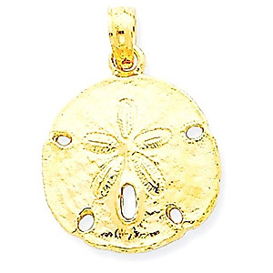 IceCarats 14K Yellow Gold Sand Dollar Sea Star Starfish Necklace Charm Pendant 24mm x 15.4mm Only