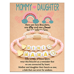 Lanqueen Cute Crystal Matching Beads Bracelet for Mother & Daughter/Big Sister & Little Sister/Aunt & Niece Mothers Day Gifts for Mother/Daughter/Aunt/Niece, Plastic, Cubic Zirconia