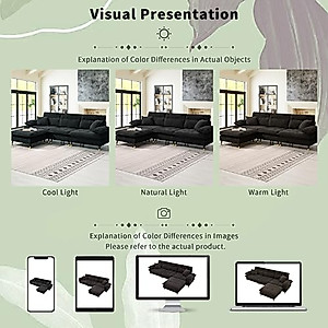 Merax 106" L Shaped Convertible Sectional Sofa Couch with Two-Tone Adjust Legs,4 Seat Tufted,Cloud Chenille Fabric,Movable Ottoman for Apartment