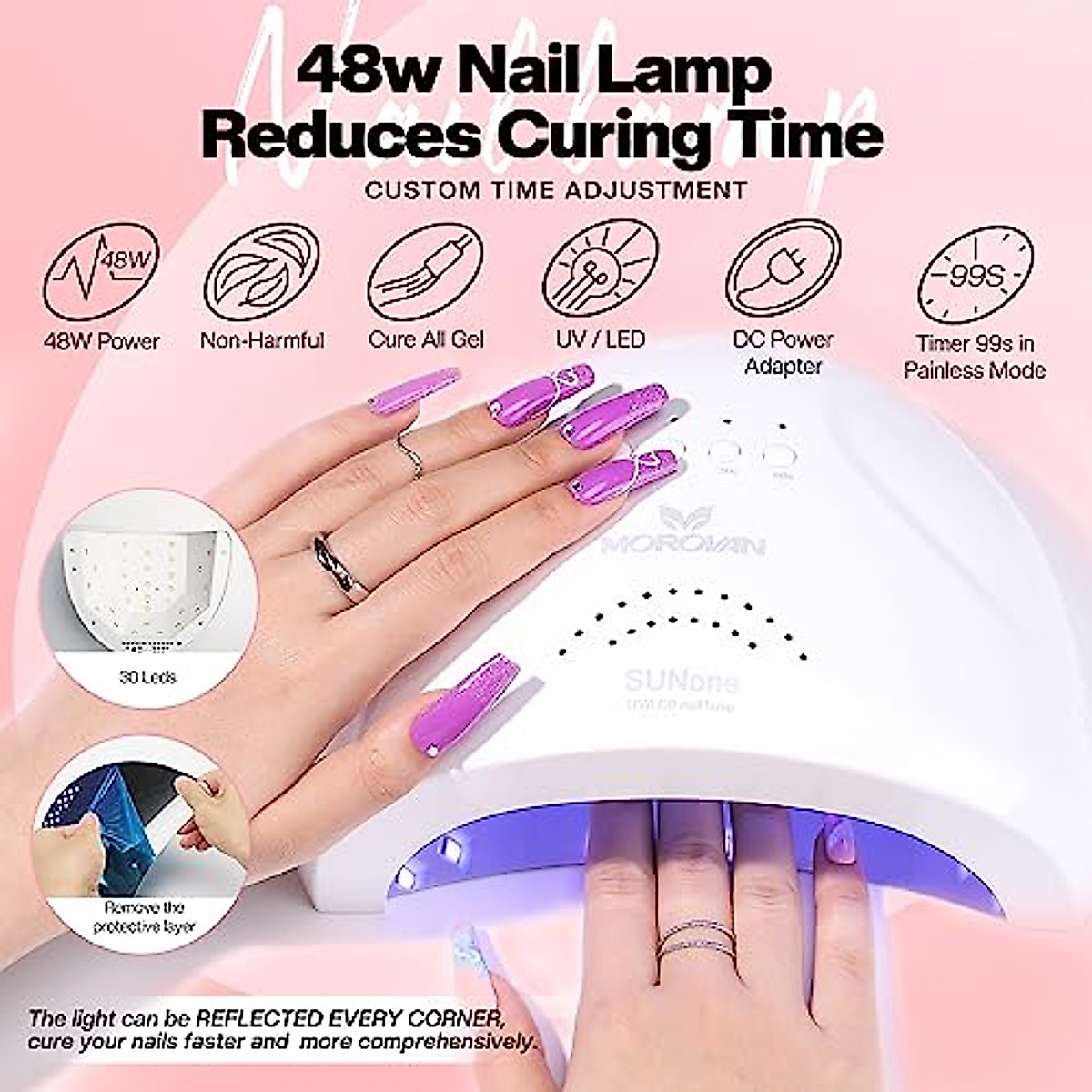 Morovan Professional Acrylic Nail Kit: for Beginners with Everything - Complete Nail Kit Set Professional Acrylic with Everything Acrylic Nail Starter kit Acrylic Nail Supplies Gifts for Women Girl