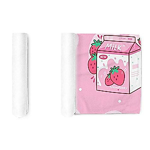 Kuizee Microfiber Hand Towel Face Towels Carton of Strawberry Milk Kawaii Anime Cartoon Pink Absorbent Ultra Soft Stylish Bathroom 30X15 Inch