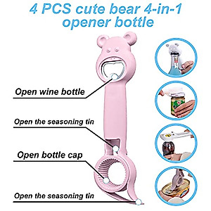 5 Pcs Bottle Opener come with Storage Box, 4 in 1 Multi Function Can Opener Bottle for Wine, Beer, Jars, Use Bottle Opener Tool can Protect the Nail for Arthritic Sufferers, Seniors, Children, Elderly