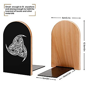 Hon-Lally Norse Viking Goddess Wiccan Wicca Pagan Pattern Wood Bookends Decorative Bookend Non-Skid Office Book Stand for Books Office Files Magazine, One Size