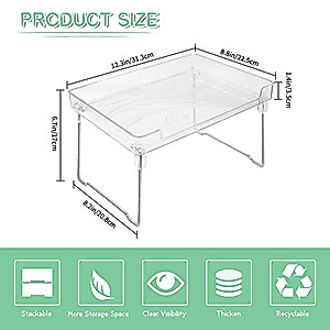 3 Packs Acrylic Cabinet Storage Shelf Organizers, LASZOLA Clear Plastic Kitchen Counter Cabinet Shelves Stand with Stainless Steel Metal Leg for Pantry Countertops Bathroom - Stackable & Foldable