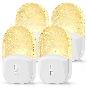 DORESshop LED Night Light, Baby Night Light [4 Pack], Plug in Night Light with Auto Dusk to Dawn Sensor, Adjustable Brightness Night Light for Kids, Bathroom, Bedroom, Nursery Room, Soft White 3000k