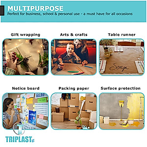 Triplast 400mm x 30m Roll of Brown ECO Kraft Paper | Made from 100% Recycled Paper | Biodegradable & Fully Recylable Brown Wrapping Paper Roll | Wrapping and Packing Paper