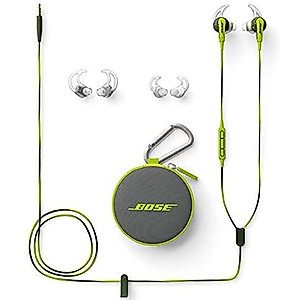 SoundSport, by Bose, Wired in-Ear Headphones, 3.5mm Connector Made for use with Apple Devices, Green Color, Comes with a Travel Case