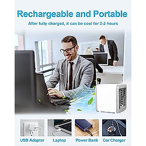 Mini Portable Air Conditioner Battery Powered Mini Ac For Bedroom Desk Room Car Tent Camping Personal Air Conditioners Small Air Cooler Fan