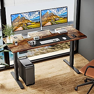 Sweetcrispy Standing Desk, Stand Up Desk, Electric Standing Desk with Splice Board, 31 x 24in Ergonomic Height Adjustable Desk Sit to Stand Desk, Computer Workstation Home Office Desk-Rustic Brown