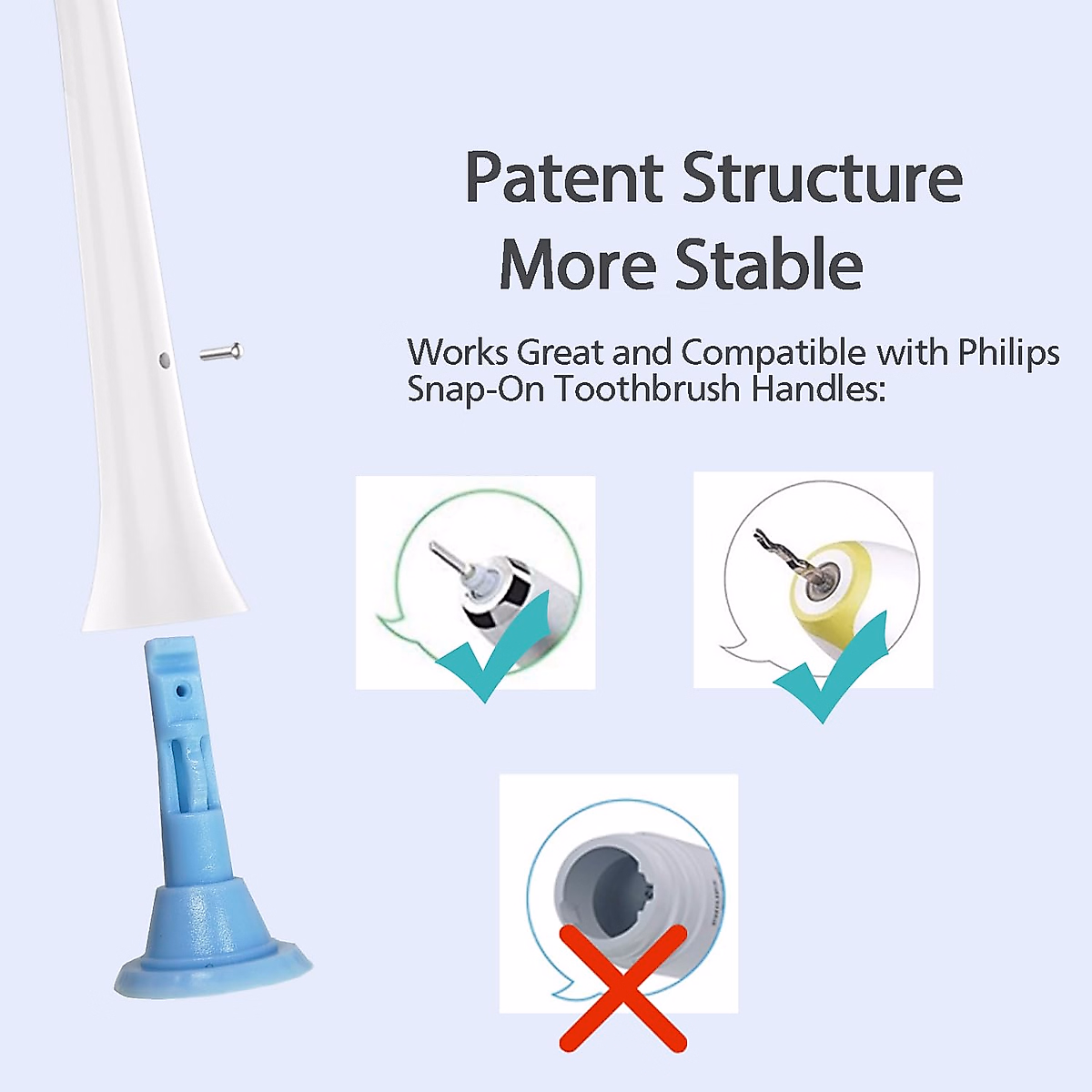 Replacement Toothbrush Heads for Philips Sonicare Replacement Heads,Electric Replacement Brush Head Compatible with Phillips Sonicare G2,C3,C1,C2,4100,A3,W,for Philips Sonic Care Brush(Snap-On),10 Pcs
