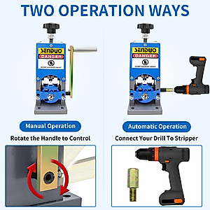 SENDUO Upgraded Manual Wire Stripper Machine 0.06-1.57in,Cable Stripper Machine for Drill, Wire Stripper Tool With Hand Crank Portable,Wire Stripping Machine For Scrap Copper Recycling