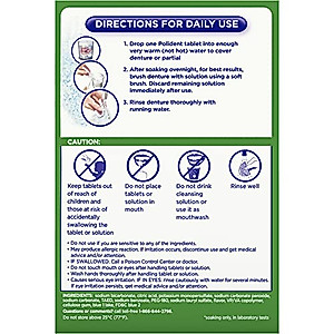 Polident Overnight Whitening Denture Cleaner Tablets, Effervescent Denture Cleanser Tablets - 84 Count (Pack of 3)