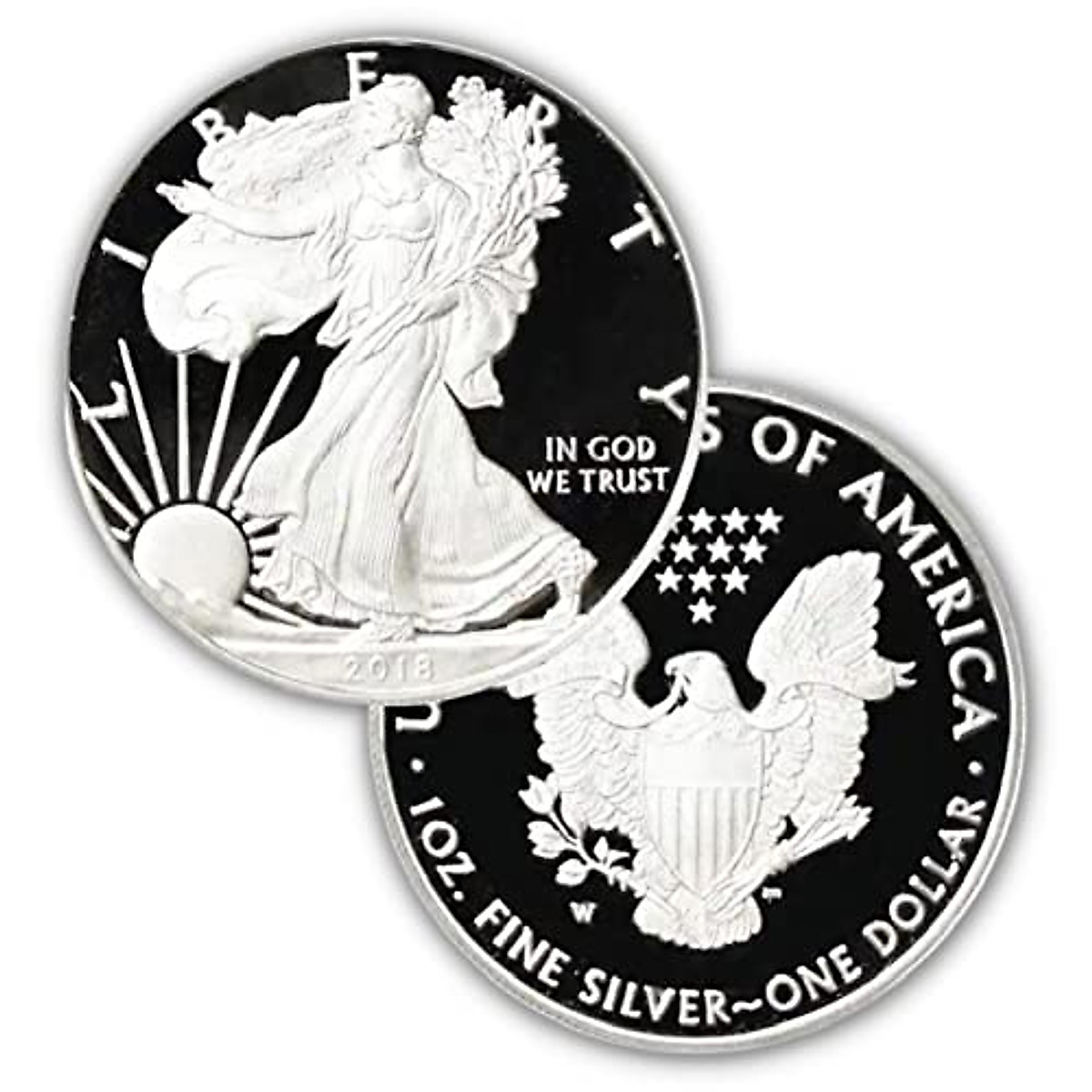 2018 1 oz Proof Silver American Eagle with United States Mint Box and a Certificate of Authenticity by CoinFolio $1