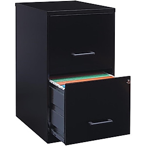 Scranton & Co Metal 2 Drawer Letter File Cabinet in Black