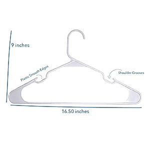 SEDLAV White Hangers Set with Built-in Shoulder Grooves – Reinforced Plastic Edges for Stability and Support, Slim Design, Plastic Smooth Edges for Hanging Thin Strap Shirts, t-Shirts, Blouses