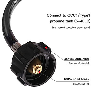 GCBSAEQ 4FT Propane Adapter Hose 1lb to 20lb Propane Tank Hose 1lb Adapter Converter for Portable Appliance Coleman Camping Stove, Buddy Heater, Tabletop Gas Grill