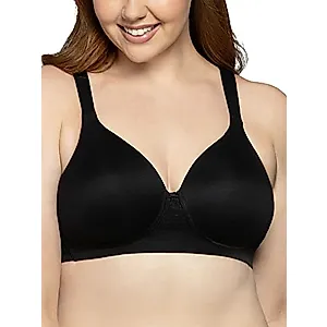 Vanity Fair Women's Beyond Comfort Full Figure Wireless Bra, Seamless Back, Lightly Lined Cups up to DD, Black, 44C