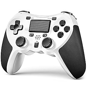 TERIOS Wireless Controllers Compatible with Play-station 4 Game Controllers for PS-4 Pro, PS-4 Slim-Built-in Speaker - Stereo Headset Jack Multitouch Pad - Rechargeable Lithium Battery (White)