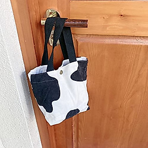 Chezi Animal Print Corduroy Mini Tote Bag 10x8x4 (milky cow)