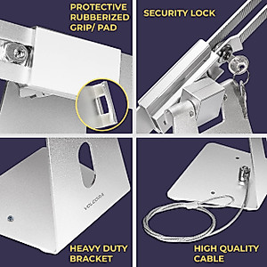 Volcora Anti-Theft Tablet Stand iPad Security Holder with Lock, Silver 9-13 Inch Kiosk Stand Mount, Swivel, Adjustable, for iPad Pro, Air, POS Register, Retail Business, Checkout, Cashier