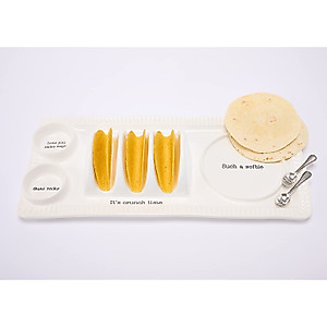 Mud Pie Circa Taco Party Plate Set, White, 9" x 20"