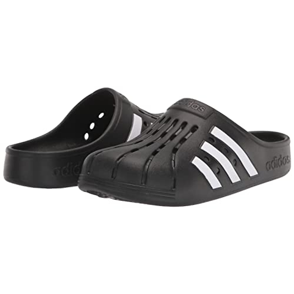 adidas Unisex Adilette Clogs Slide Sandal, Core Black/White/Core Black, 13 US Women/12 US Men