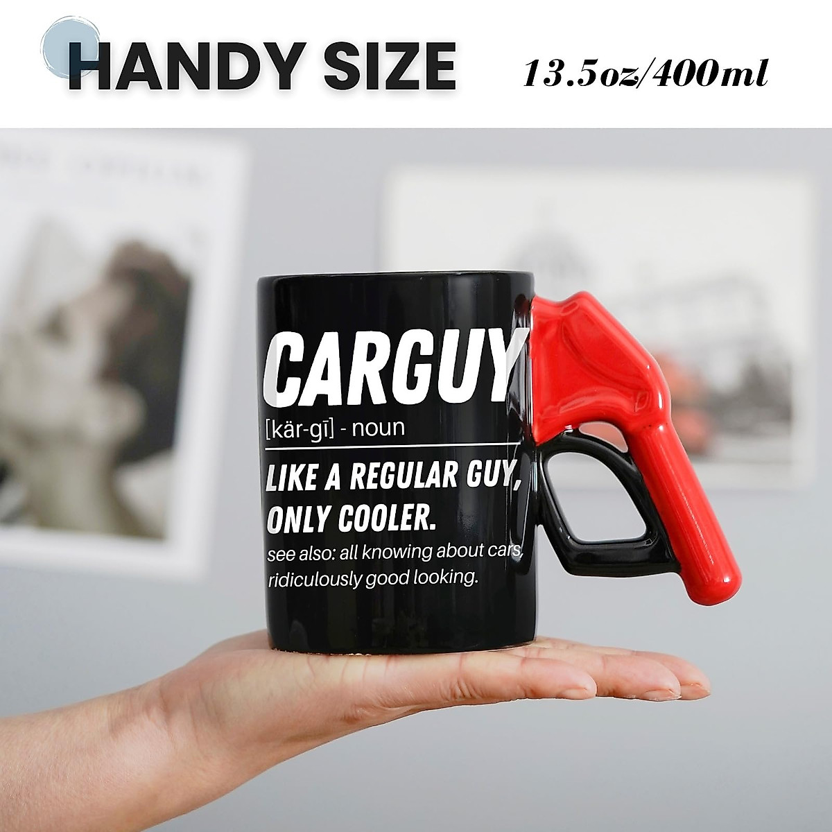 Onebttl Car Guy Gifts For Men, Him - Refueling Coffee Mug - Gift for Car Lovers - 13.5oz/400ml Funny Ceramic Mug - Noun