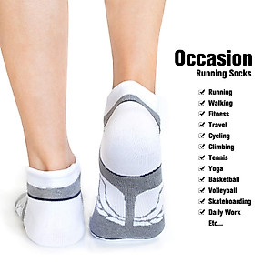 Busy Socks Sport Cycling Socks for Women Men, No Blister Hidden Long Distance Marathon Fitness Tennis Golf Gym Socks Women 3 Pairs (Light Grey, Large)