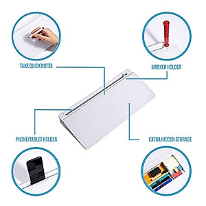 Garood Desktop Dry Erase Board with Storage and iPad/Phone Holder Glass Desk Whiteboard with Eraser Desk Keyboard Accessories