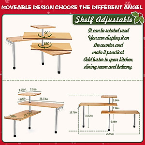 HYNAWIN 3 Tier Corner Shelf Bamboo & Metal Storage Spice Rack-Desk Bookshelf Display Shelves Space Saving Organizer Adjustable Rack for Kitchen,Bedroom