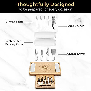 SMIRLY Charcuterie Boards & Accessories, Large Charcuterie Board Set, Bamboo Cheese Board Set, House Warming Gifts New Home (1 Drawer)