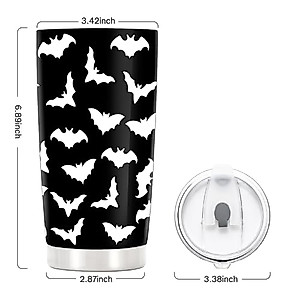 KERAOO Halloween Tumbler 20oz, Horror Tumbler, Gift for Men Women, Halloween Mug, Halloween Cup, Halloween Decoration (Bats), 6.89 inches x 3.42 inches x 2.87 inches