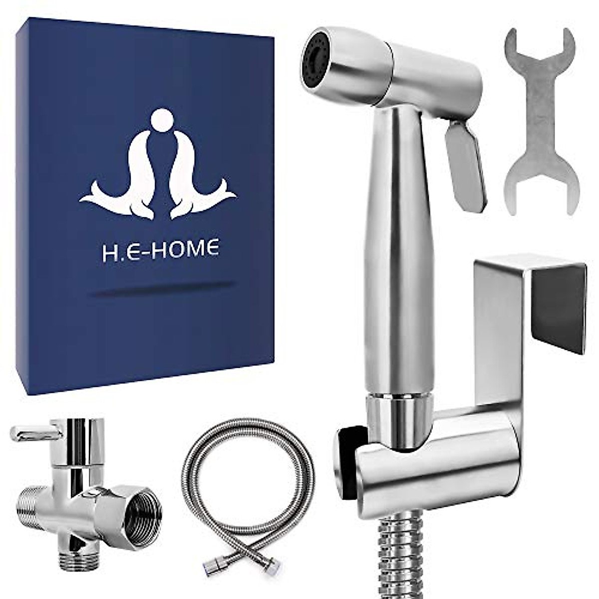 H.E Home Bidet Sprayer for Toilet a Perfect Cloth Diaper Sprayer Easy to Install and Leak Proof Hose with Complete Jet Spray Kit. High Pressure Toilet Sprayer