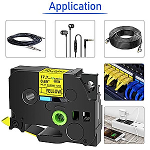 USUPERINK 2PK Compatible for Brother P-Touch HSe-641 HSe641 HS-641 HS641 Black on Yellow 17.7mm 0.69'' Heat Shrink Tubing for Wire Cable for PT-E500 PT-E550W PT-E800W PT-H300 Label Maker Tape