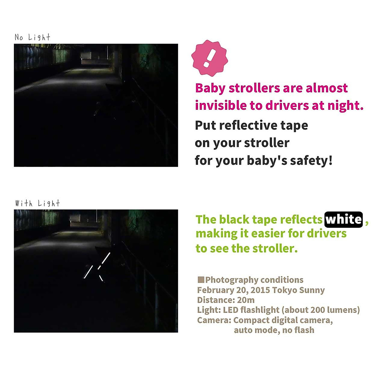 Reflective Tape for Baby Stroller Black, 14cm 6pcs (4pcs 5.5 x 1.9in, 2pcs 5.5 x 0.7in), Retroreflective Tape to Make Your Stroller More Visible at Night. Also Suitable for Bicycles, Motorbikes etc.