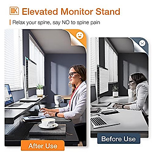 ODK Computer Desk, 48'' Office Desk with Keyboard Tray, Writting Desk with Drawers and Monitor Stand, Study Table with CPU Stand and Removable Shelf for Storage, Black
