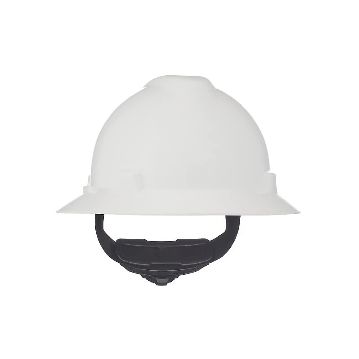 MSA 475369 V-Gard Full-Brim Hard Hat With Fas-Trac III Ratchet Suspension | Polyethylene Shell, Superior Impact Protection, Self Adjusting Crown-Straps - Standard Size in White