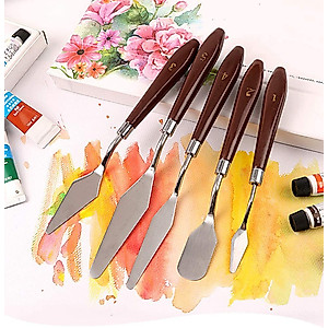 Artist Painting Knives Set - 5 Pieces Painting Knives Stainless Steel Spatula Palette Knife Oil Painting Accessories Color Mixing Set for Oil, Canvas, Acrylic Painting