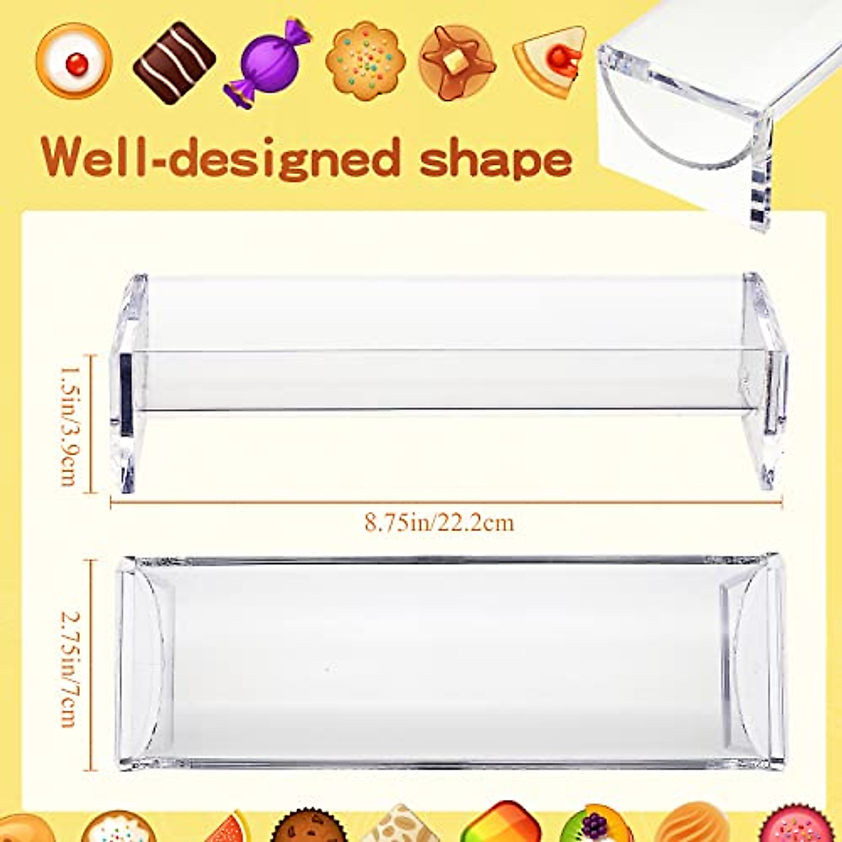 4 Pieces Clear Cracker Tray for Serving Rectangular Cracker Holder Acrylic Serving Tray Food Display Stands for Party Biscuit Cracker Dish Charcuterie Board Platter for Wedding Home Party Events