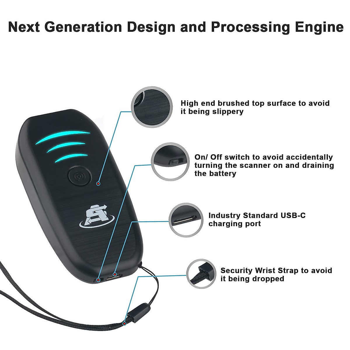 ScanAvenger Portable Mini-Wireless Bluetooth Barcode Scanner: Hand Scanners - Cordless, Rechargeable 1D & 2D Scan Gun for Inventory Management - Wireless, Handheld USB QR (1D & 2D Barcode Scanner)