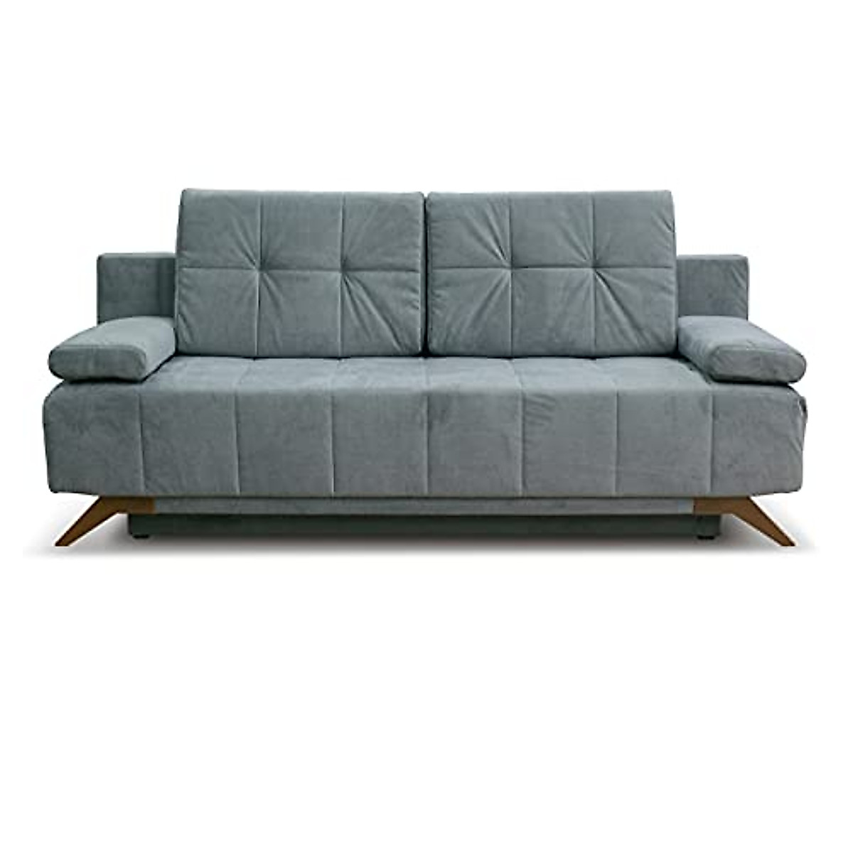 RINOLO Modern Serena Sleeper Sofa - Storage Pull Out Couch Convertible Sofa Bed, Pine Wood, Velvet Upholstery, Pocket Sinuous Springs, Made in Europe, Queen Size 80in W x 39in D x 37in H – Dark Grey